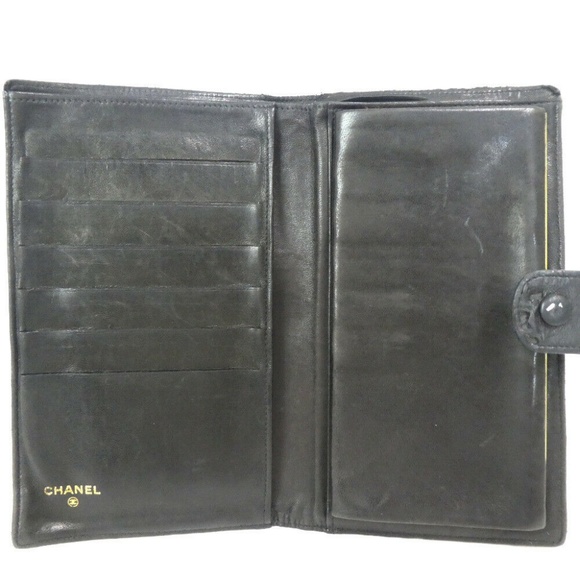 CHANEL | Bags | Chanel Coco Cc Long Clutch Leather Lambskin Wallet ...